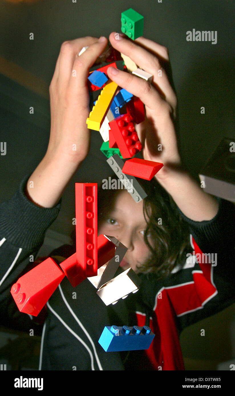 A little boy plays with a Lego bricks in Kaufbeuren, Germany, Monday 13 ...