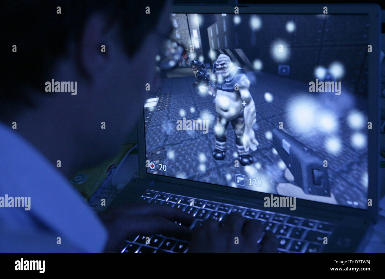 The illustration shows a man playing a computer game in Hanover ...