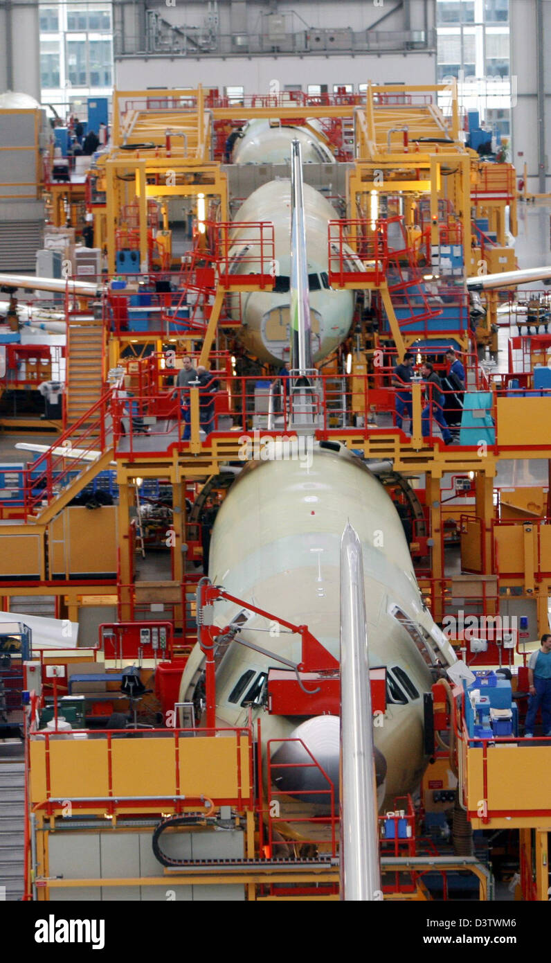 Parts of the Airbus A320 family are assembled in Hamburg-Finkenwerder ...