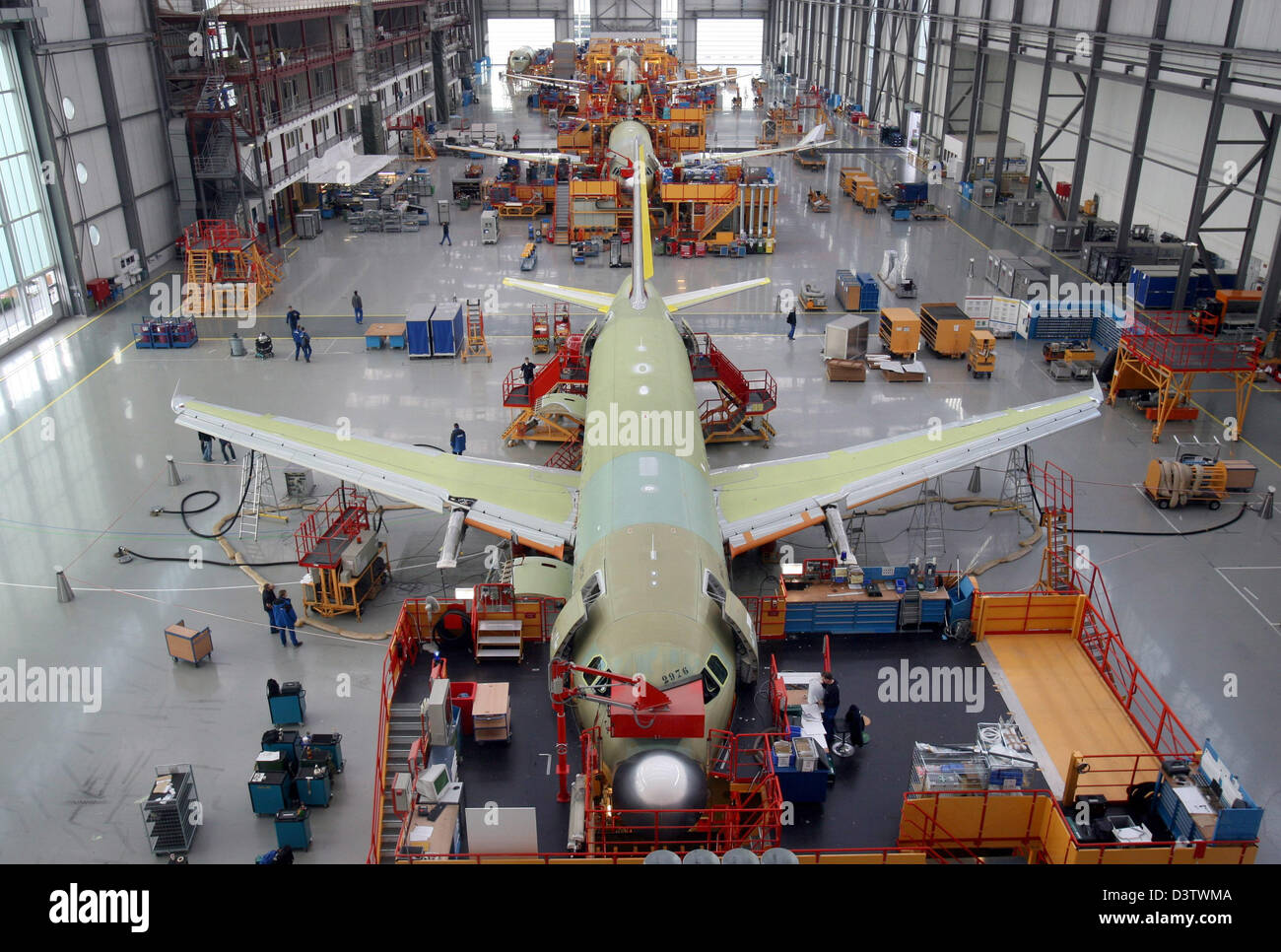 Parts of the Airbus A320 aircraft family are assembled at the new ...