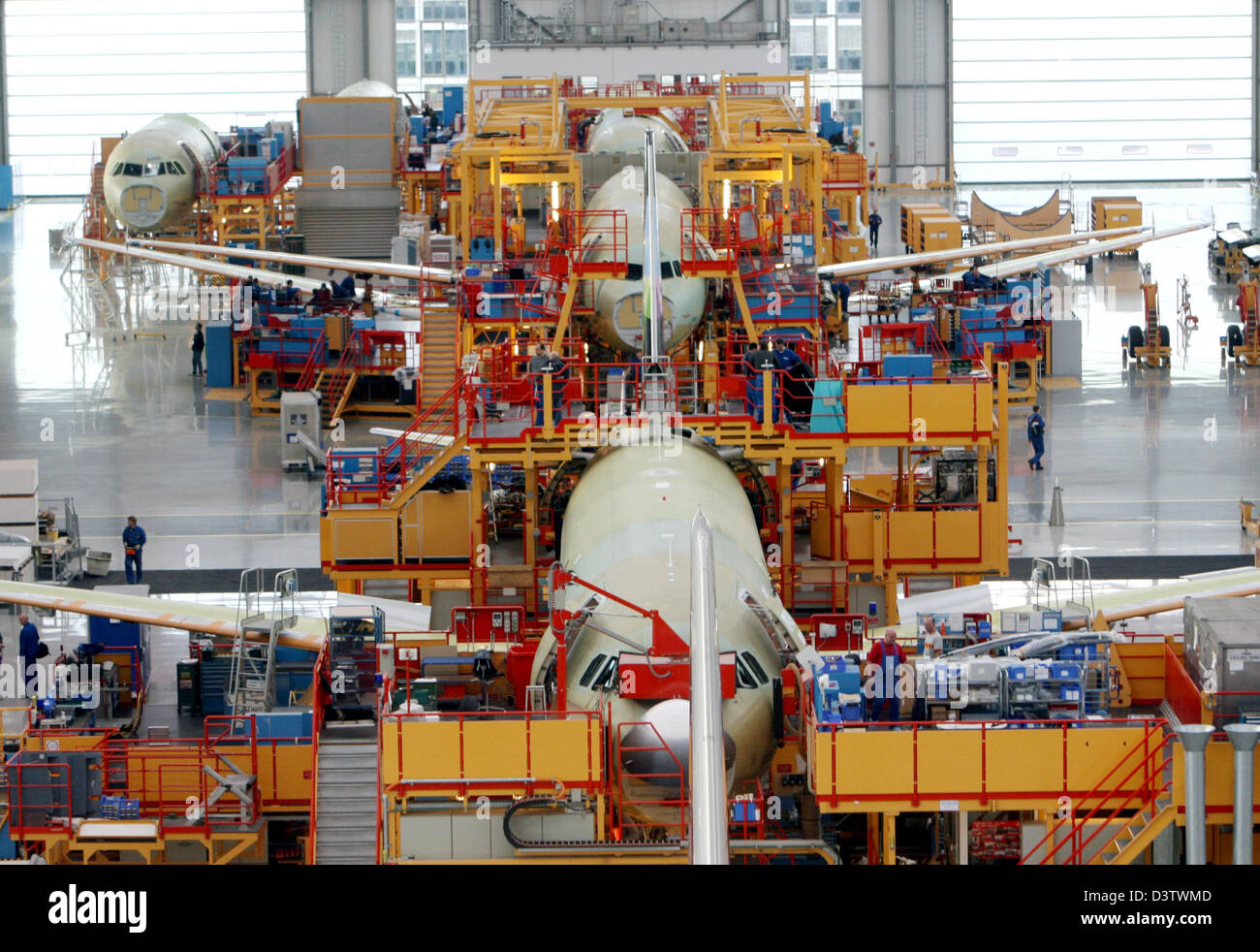 Parts of the Airbus A320 aircraft family are assembled at the new ...