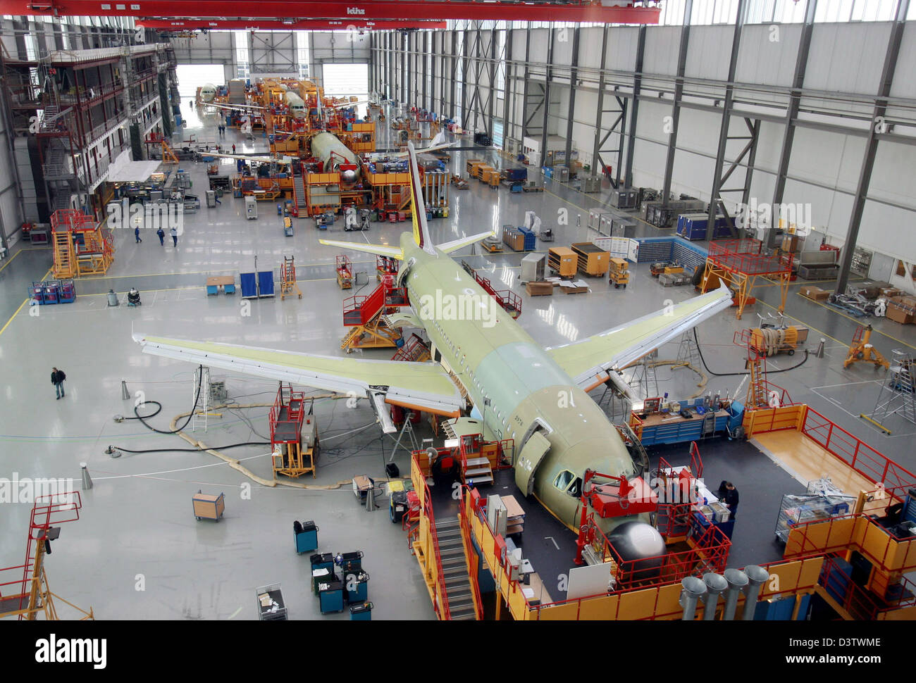 Parts of the Airbus A320 aircraft family are assembled at the new ...
