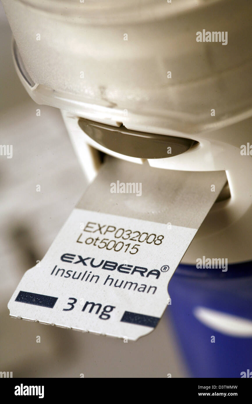 Insulin in a blister pack rests in a special device, which is offered ...