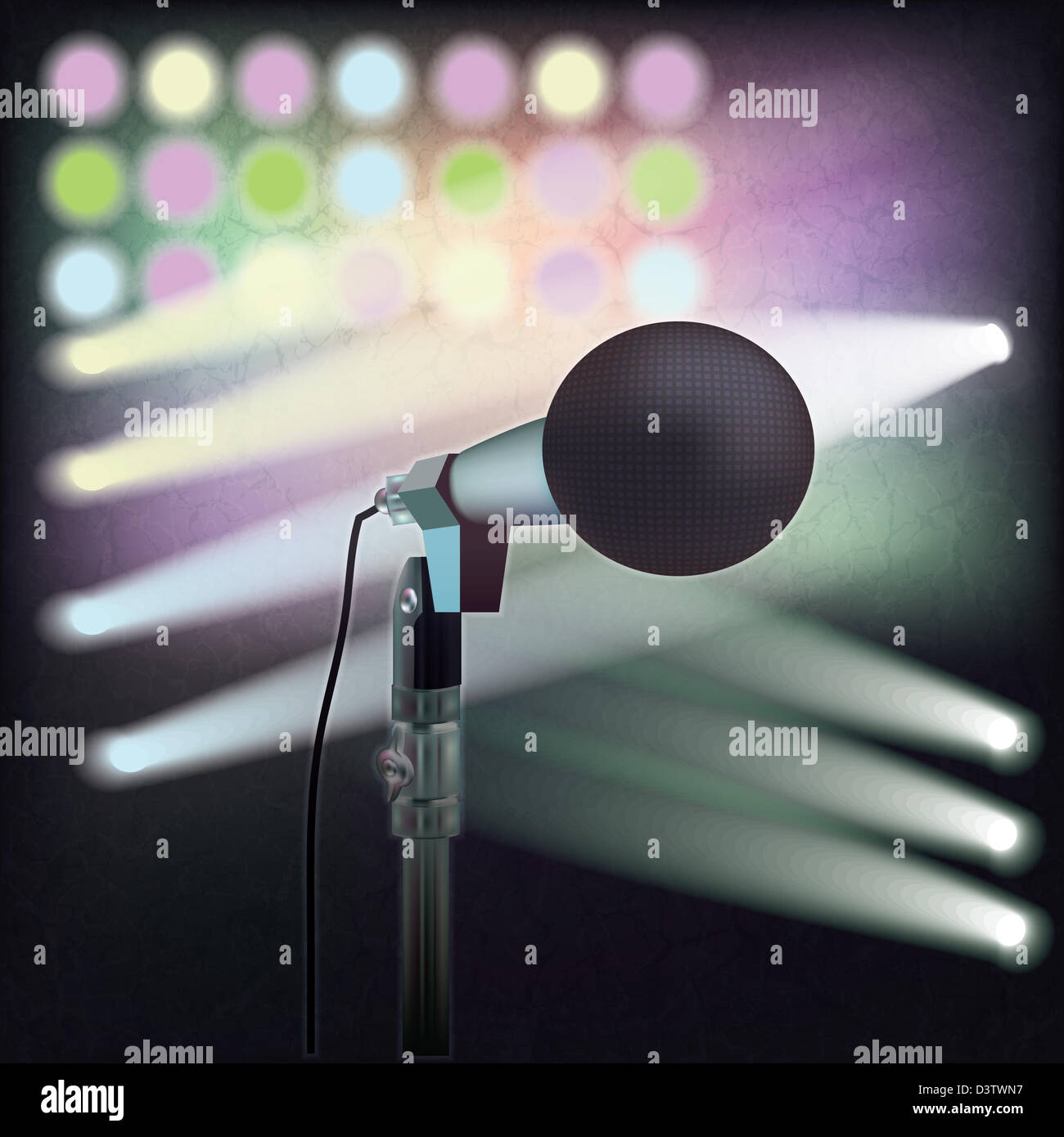 abstract art background with microphone on music stage Stock Photo - Alamy