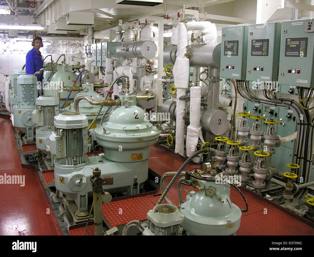 The photo shows the engine room of the conatiner ship LT Cortesia of ...