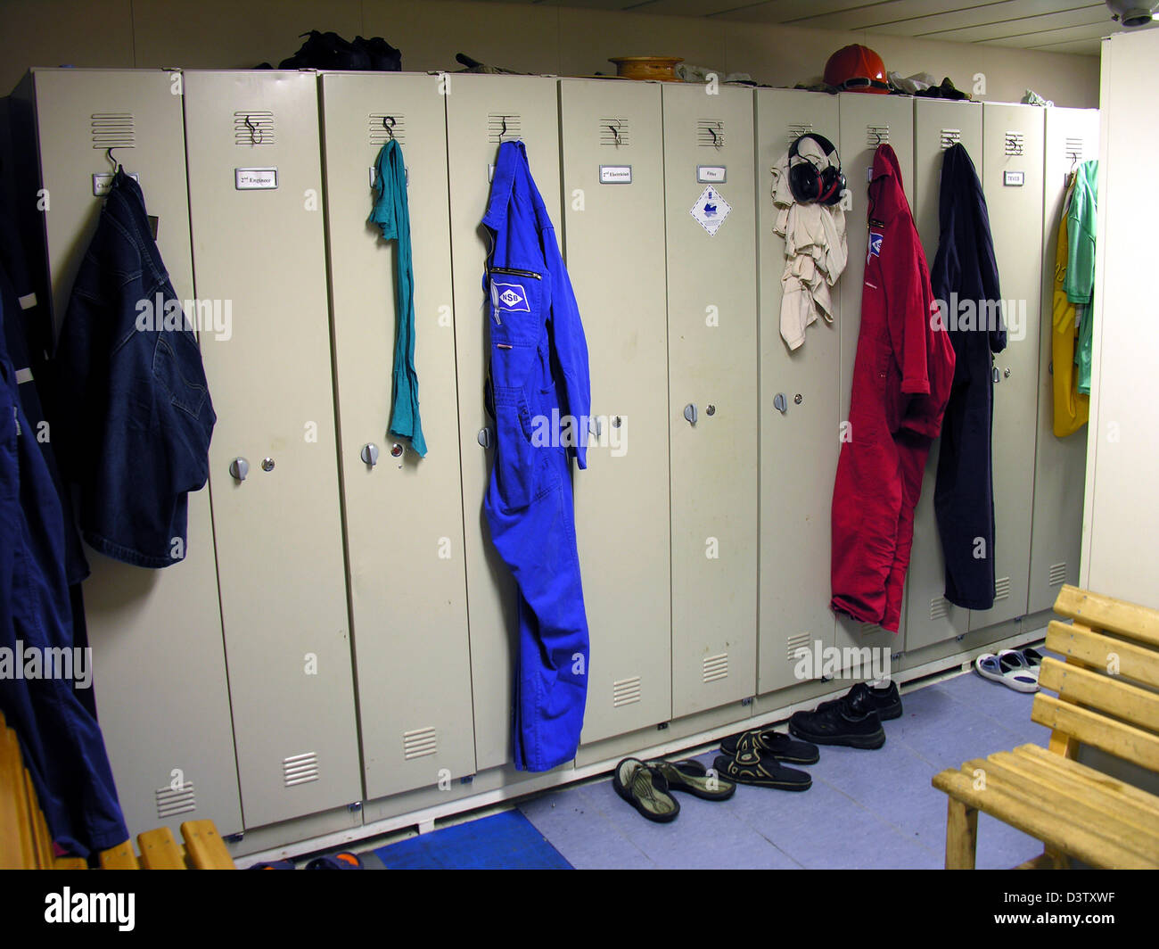 The photo shows the locker room of the container ship LT Cortesia of ...