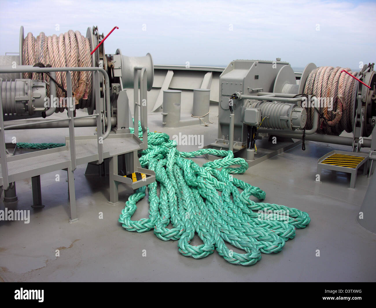 The photo shows cables on deck at the container ship LT Cortesia of ...