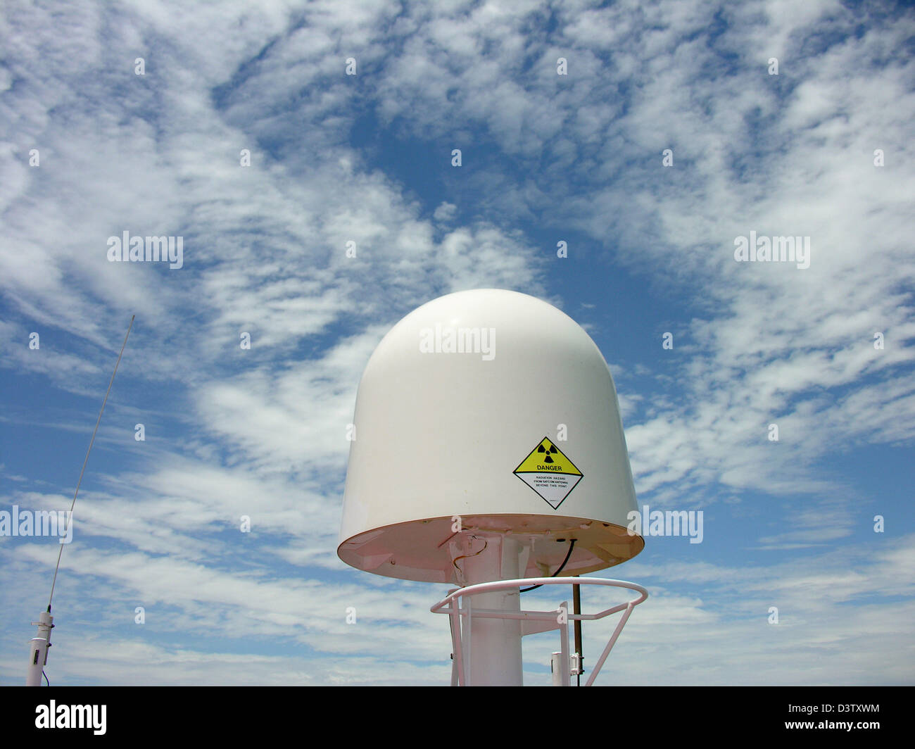 The photo shows an antenna for a satellite based GPS system onboard the ...