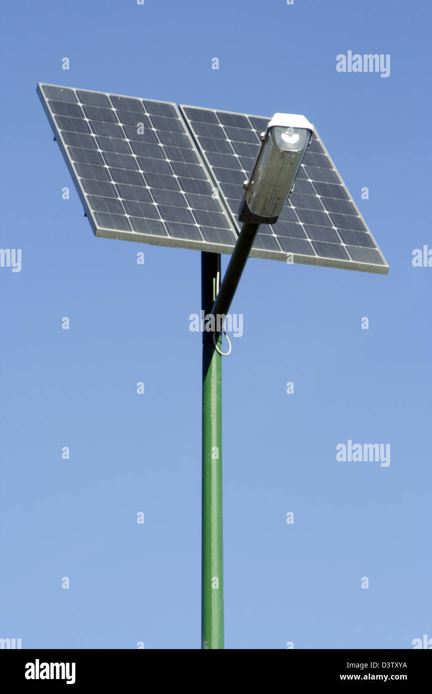 The photo shows a solar driven street light in the province Campania ...