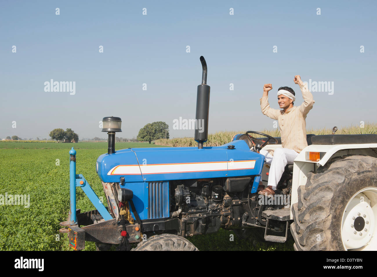 Farmer driving a tractor in the field, Sonipat, Haryana, India Stock ...
