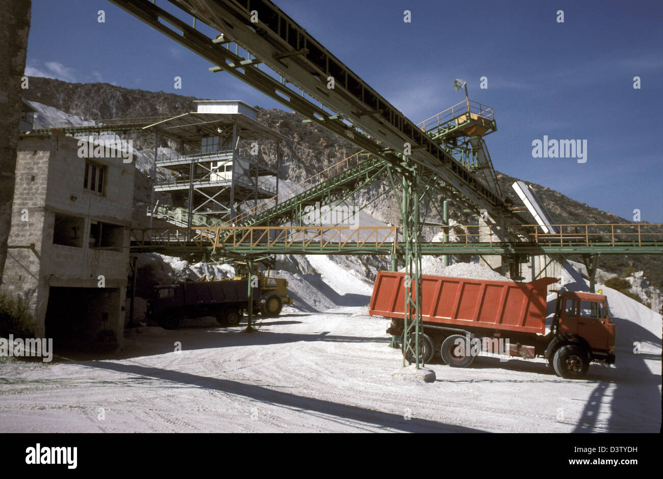 The undated pictured shows the pumice mining on the Aeolian Island ...