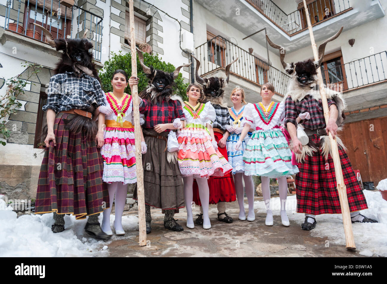 Group of "Trangas" and "Madamas". Carnival of Bielsa, Huesca, Spain ...