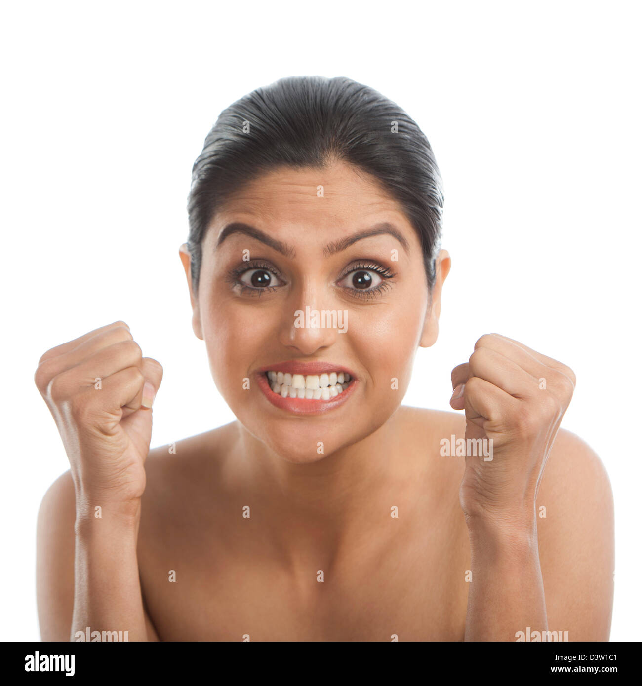 Portrait of a woman grimacing Stock Photo - Alamy