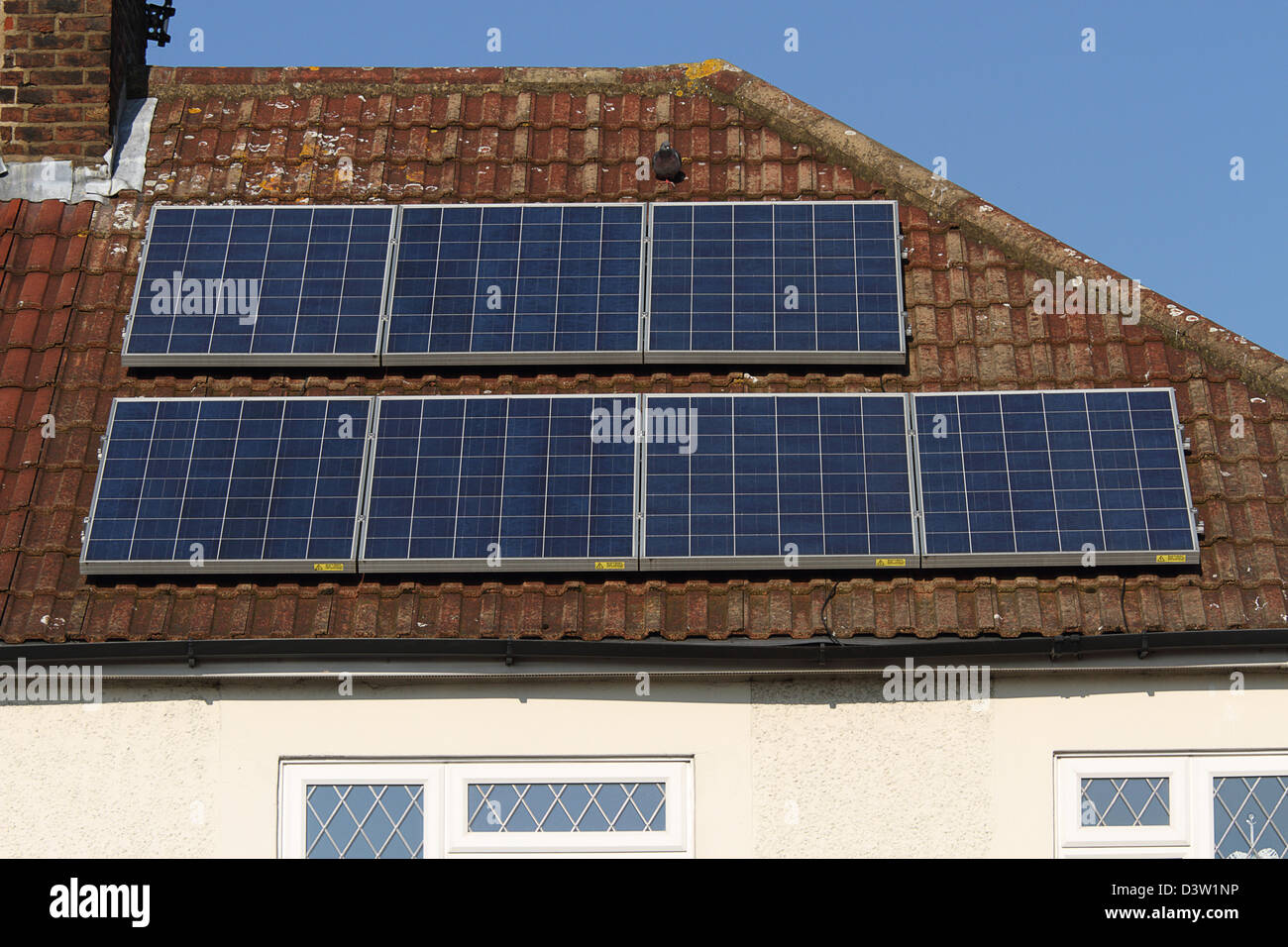 Solar photovoltaic panel roof array Stock Photo - Alamy