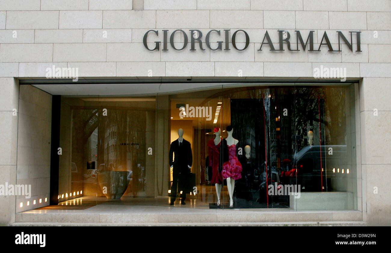 The picture shows the display window of fashion label Giorgio Armani at ...