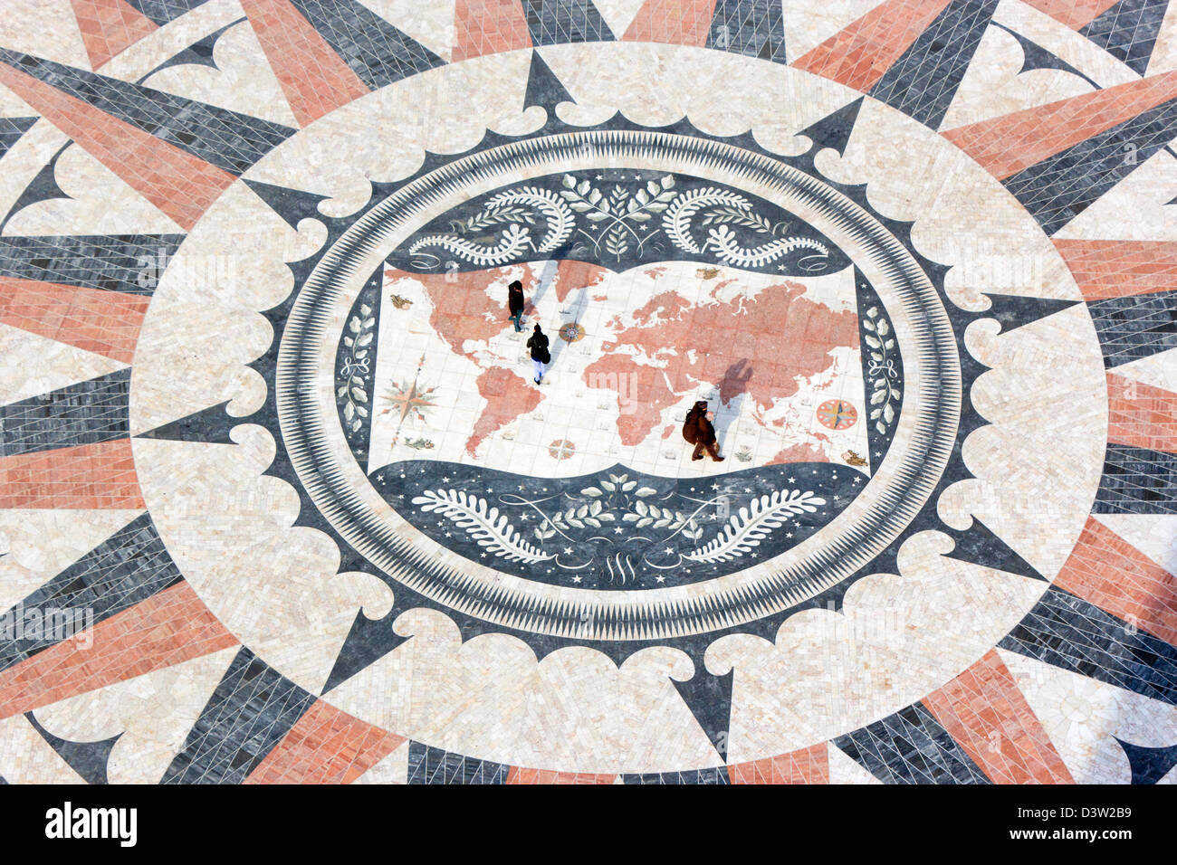 Lisbon, Portugal. The compass rose and mappa mundi Stock Photo - Alamy
