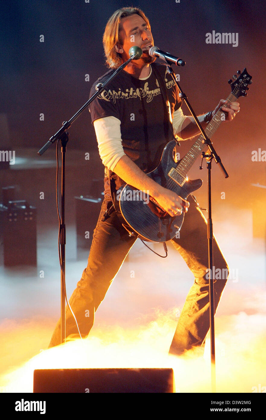 Chad Kroeger, singer of Canadian rock band 'Nickelbag', sings at the TV ...