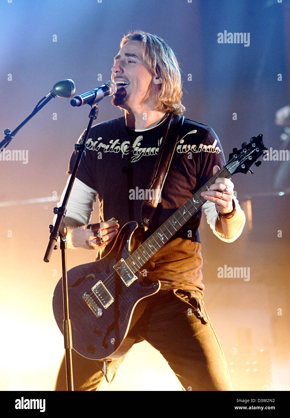 Chad Kroeger, singer of Canadian rock band 'Nickelbag', sings at the TV ...