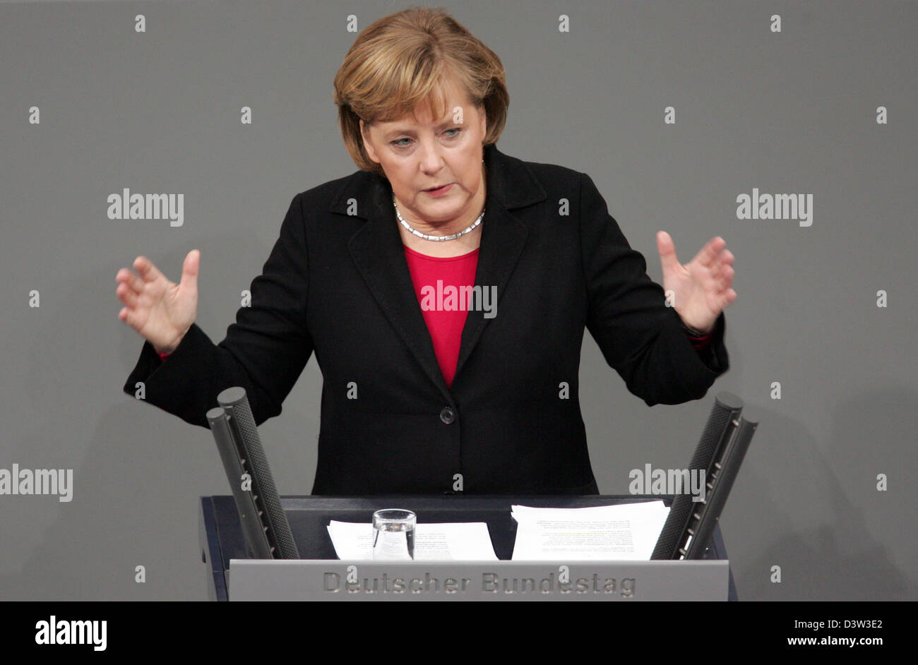 German Chancellor Angela Merkel issues a government policy statement at ...