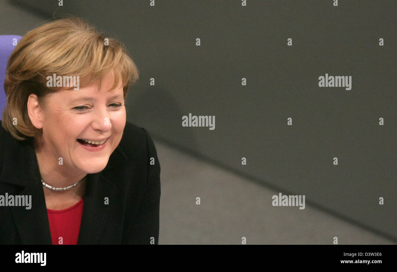 German Chancellor Angela Merkel issues a government policy statement at ...