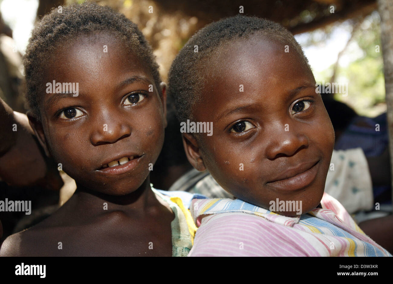(dpa file) - Two boys are pictured in the village of Dzimbiri in the ...