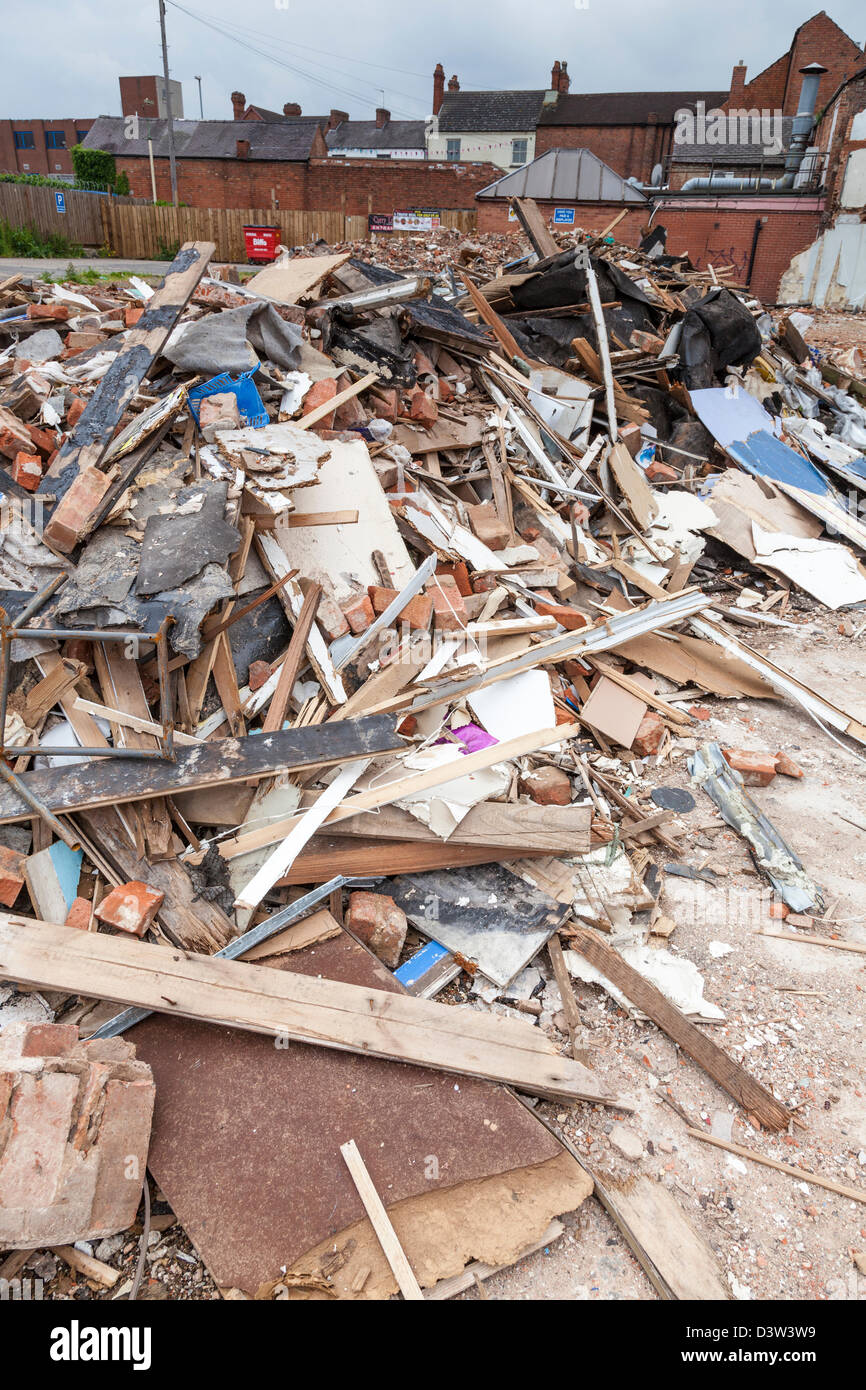 A vacant site in a town centre with rubbish and general building rubble ...