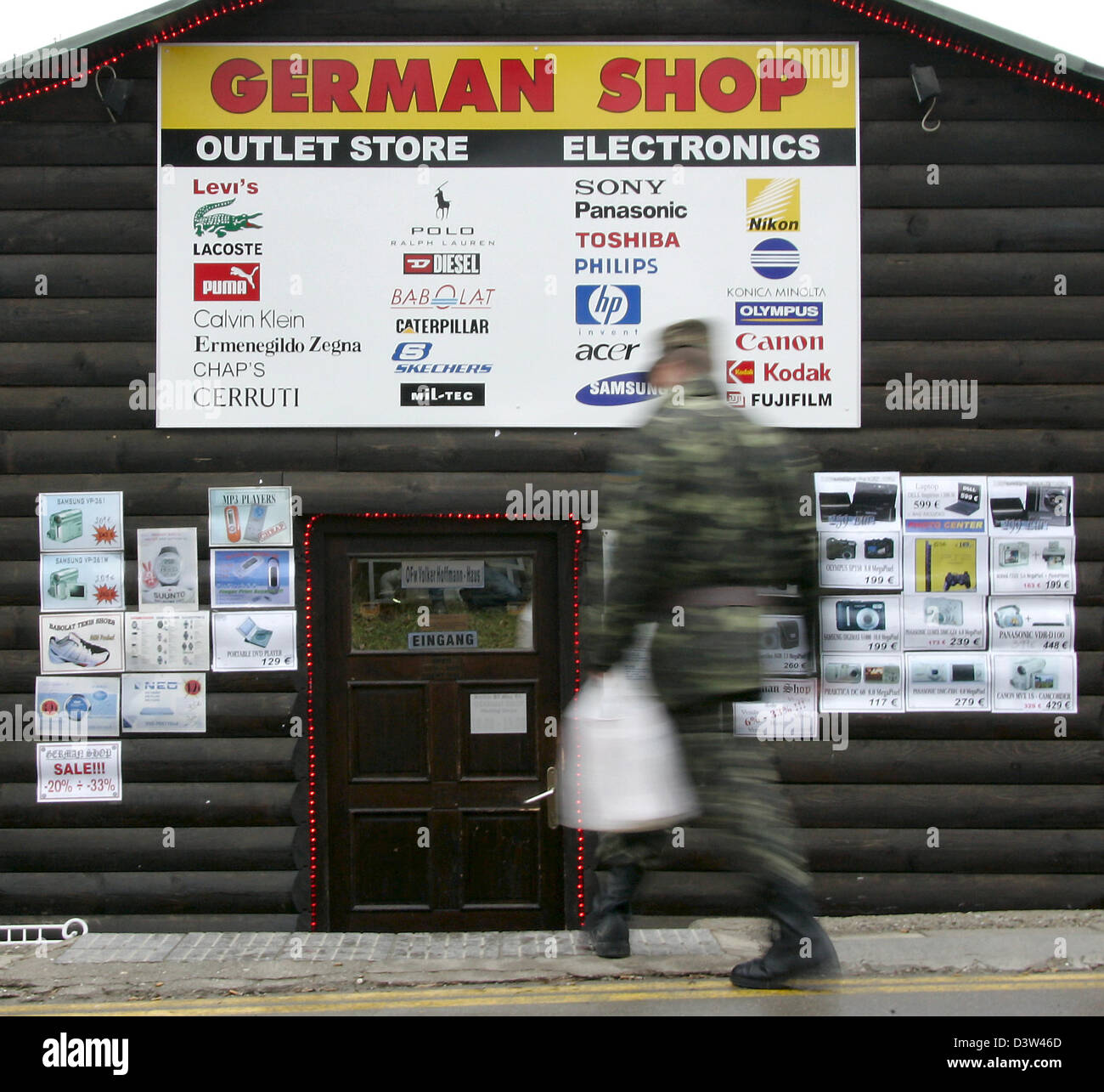 A German Bundswehr soldier enters the so-called 'German Shop' of the ...