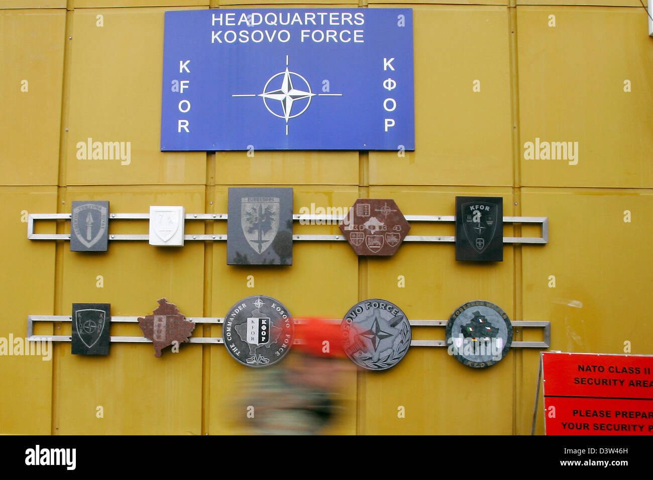 The badges of the German Bundeswehr branches pictured at the KFOR base ...