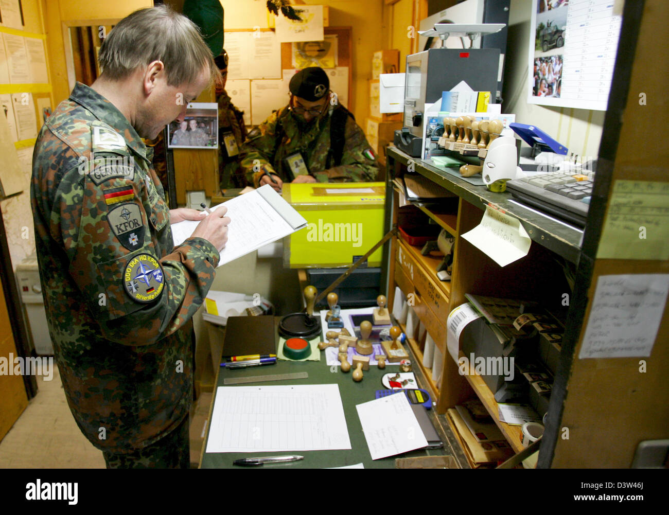 The picture shows the interior of the German Bundeswehr army postal ...
