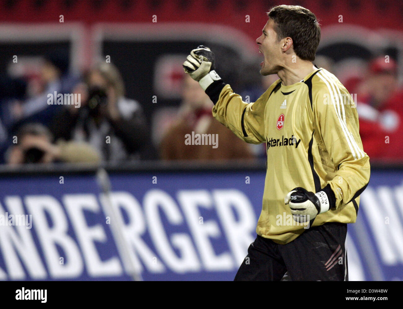 1.FC Nuremberg's goalkeeper Daniel Klewer strikes a pose after the ...