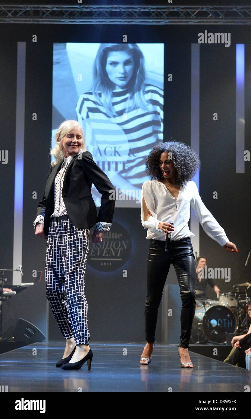 Models pose on the catwalk during the Brigitte Fashion Event 2013 in ...