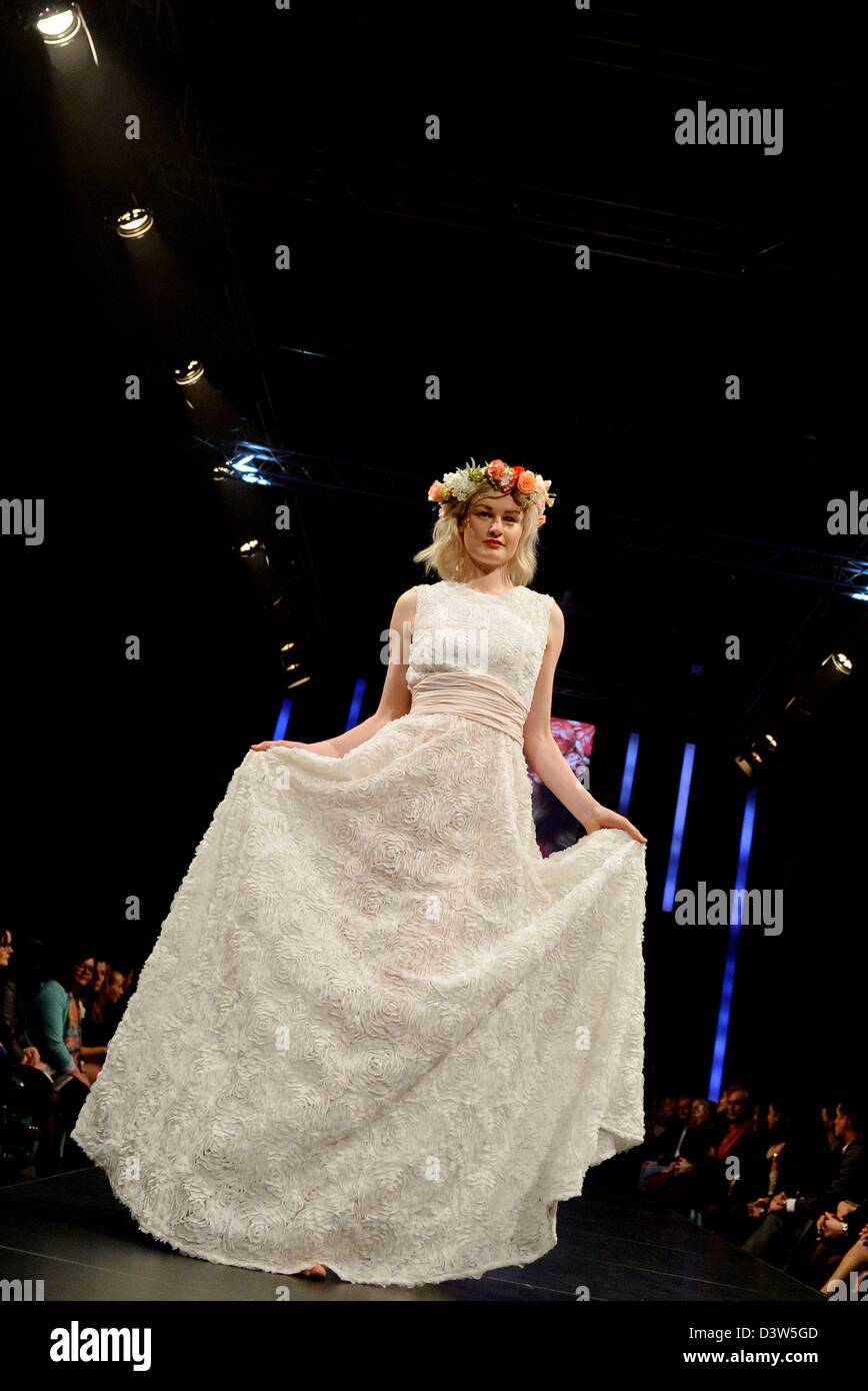Models pose on the catwalk during the Brigitte Fashion Event 2013 in ...