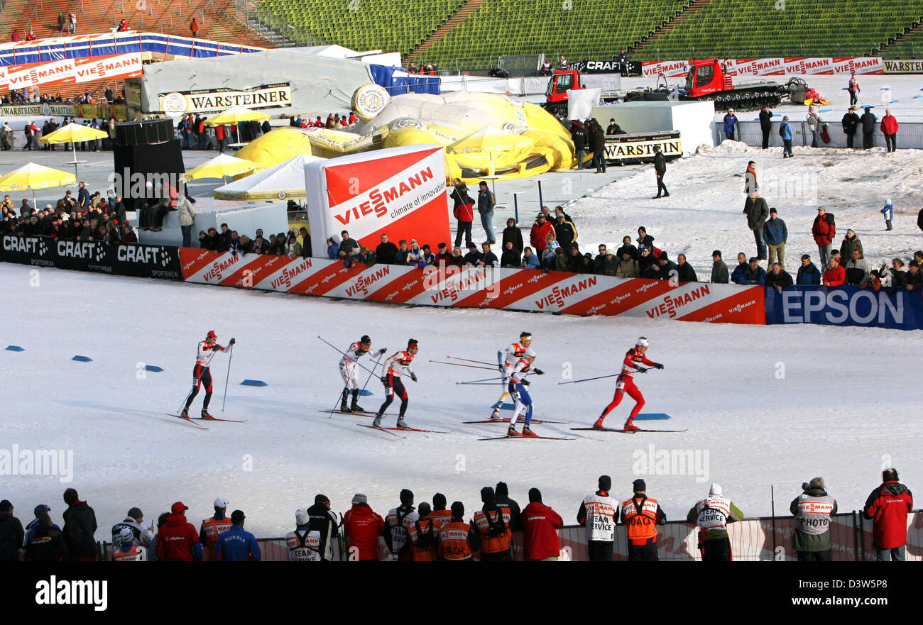 Long distance skiers are pictured during the premiere event of the Tour ...