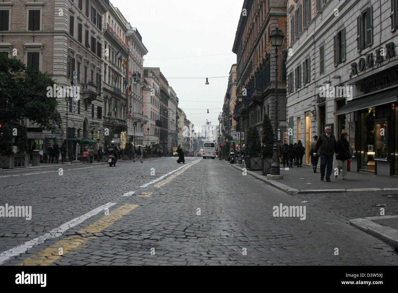 The picture shows a view into the Via Nazionale street in Rome, Italy ...