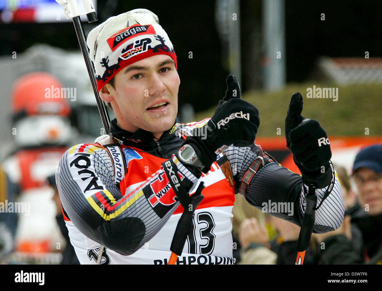 German Michael Roesch makes a gesture after his fourth place in the men ...
