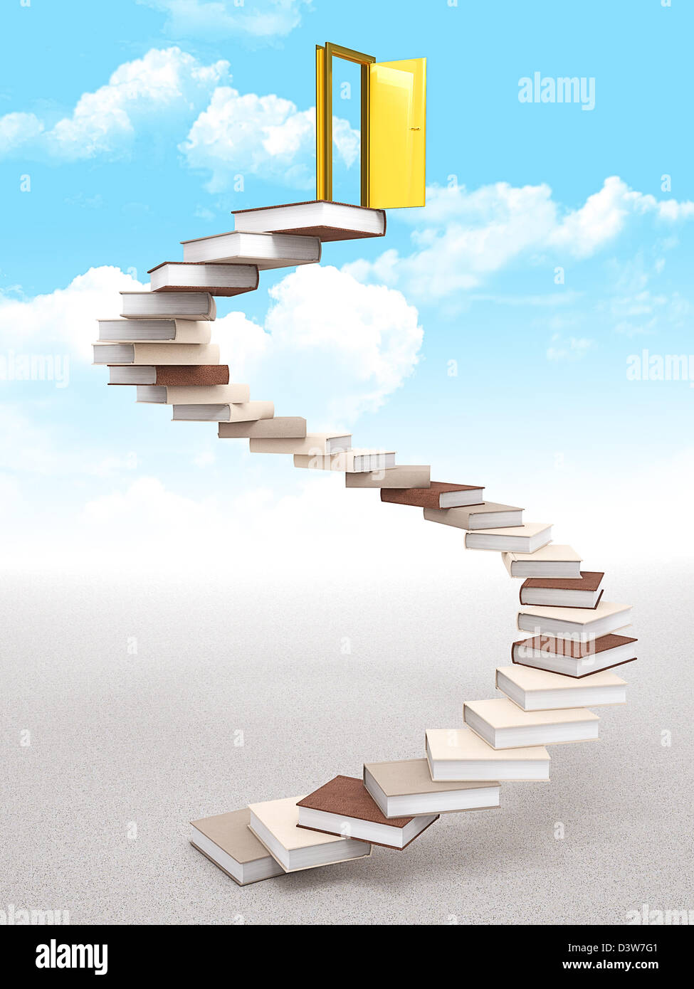 golden door over knowledge stair Stock Photo - Alamy