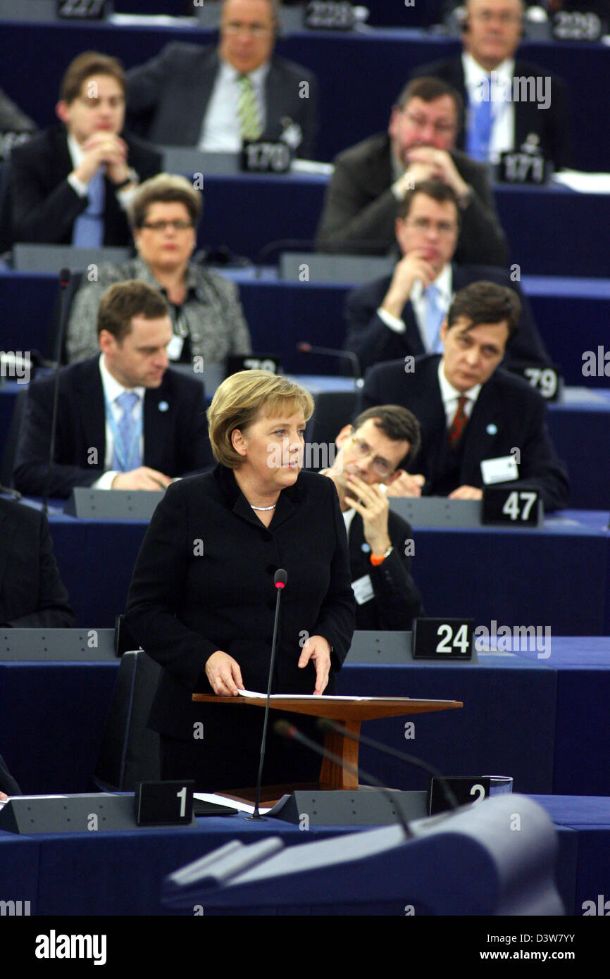 German Chancellor Angela Merkel holds a speech at the European ...