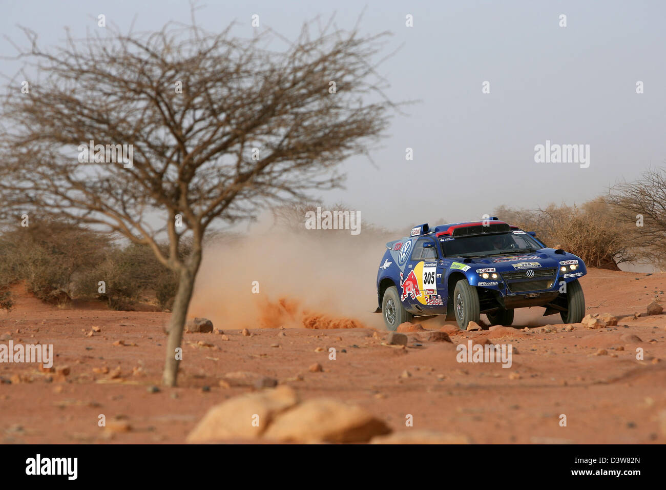 Rallye pilot Mark Miller from the USA rides his Volkswagen Race Touareg ...