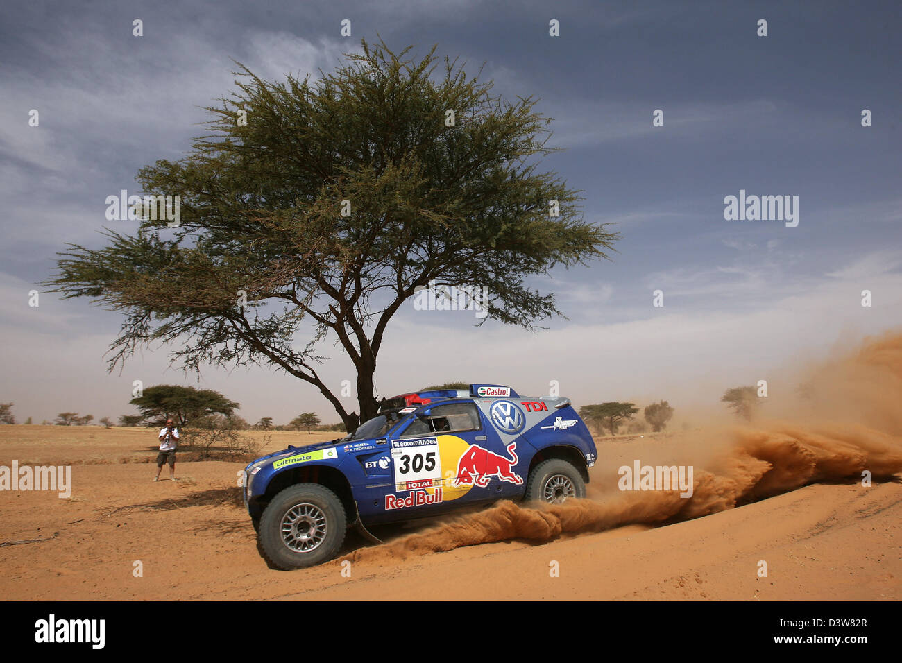 Rallye pilot Mark Miller from the USA rides his Volkswagen Race Touareg ...