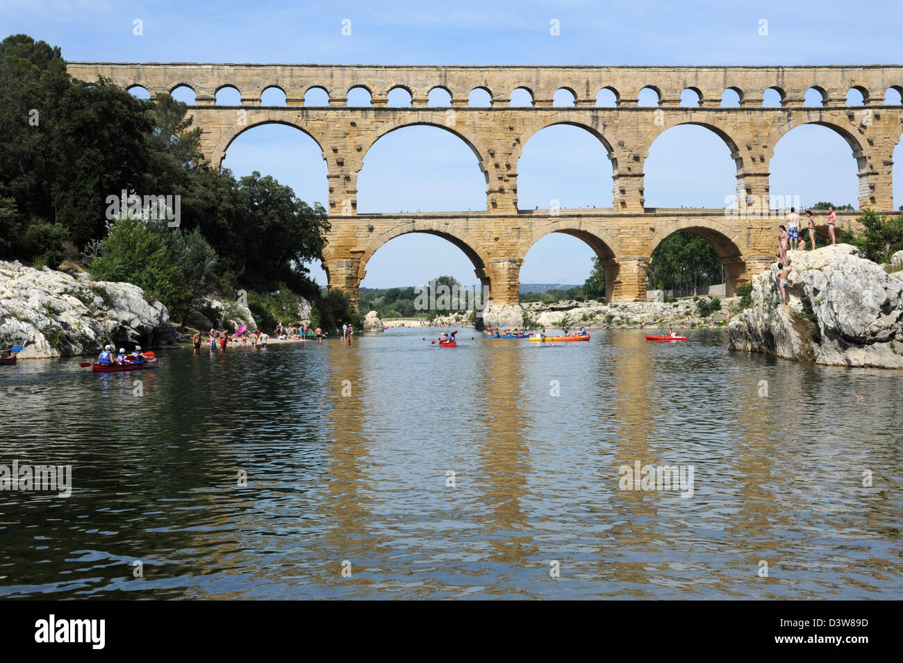 Roman aqueduct of Pont du Gard on France, UNESCO world heritage Stock ...