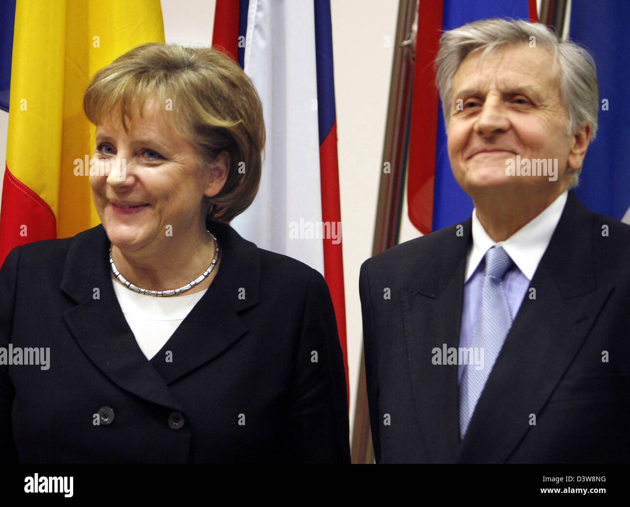 German Chancellor Angela Merkel stands beside the President of the ...
