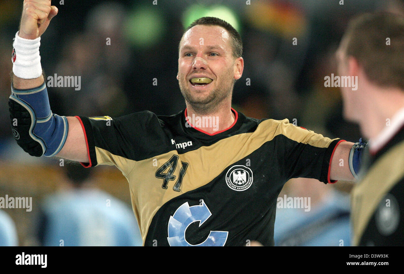 German handball national team player Christian Schwarzer celebrates ...