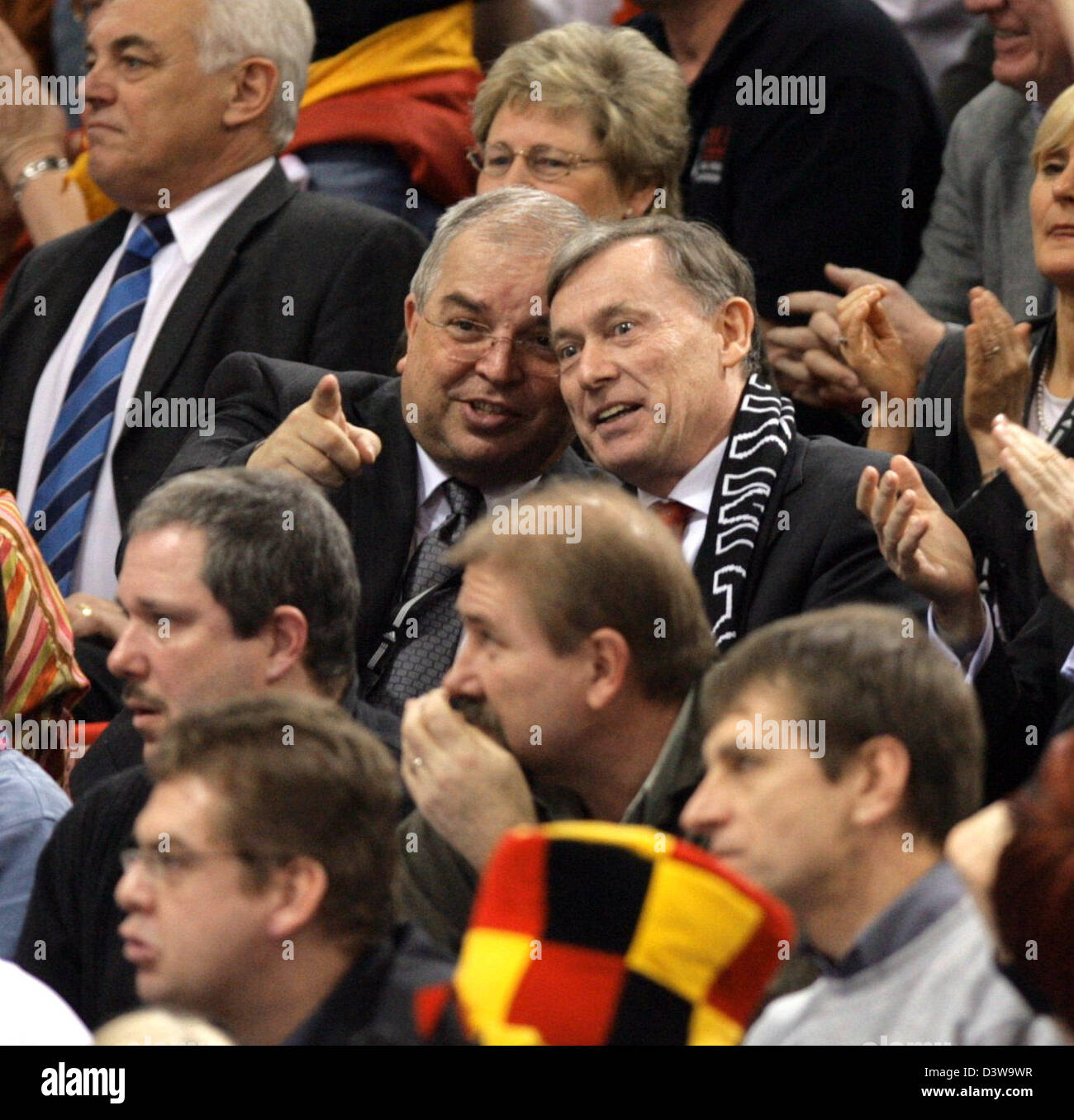 German Handball Association (DHB) president Ulrich Strombach (2nd from ...