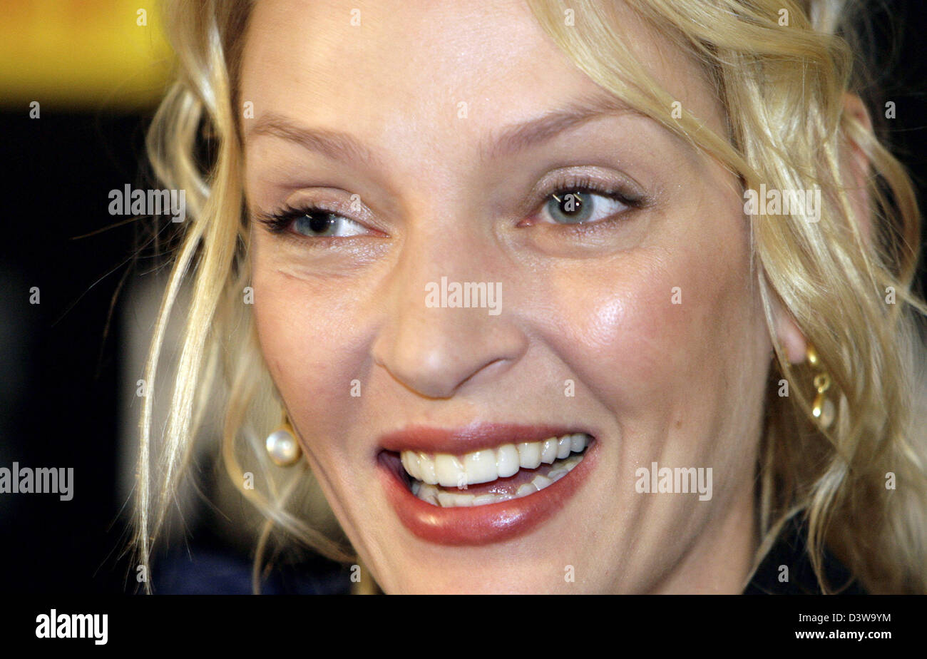 US-American actress Uma Thurman speaks at a press conference in New ...