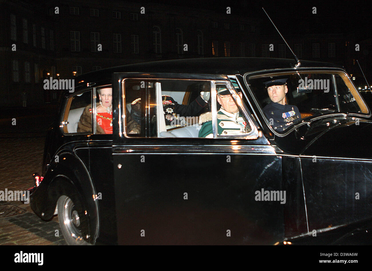 Danish Queen Margrethe arrives in a car with her entourage for the New ...