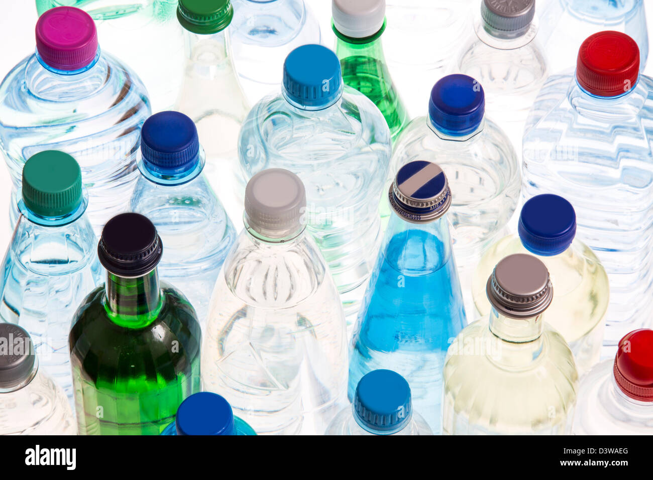 Different types of bottled mineral and table waters Stock Photo - Alamy