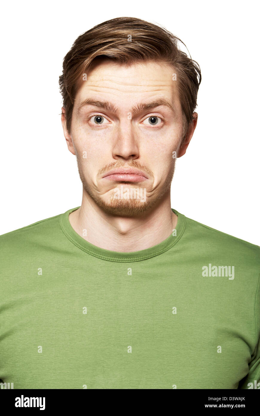 Portrait of young man. Facial expression. Funny face Stock Photo - Alamy