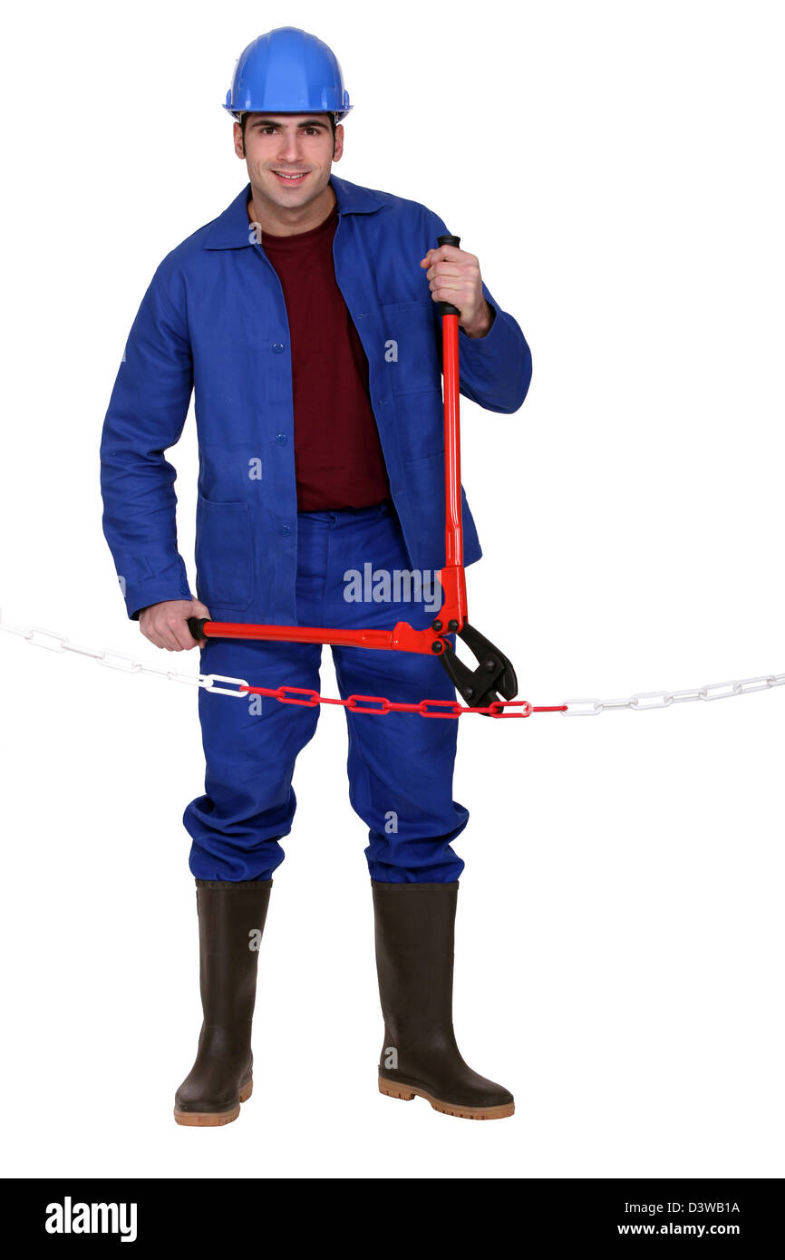 Worker construction site cutting Cut Out Stock Images & Pictures - Alamy