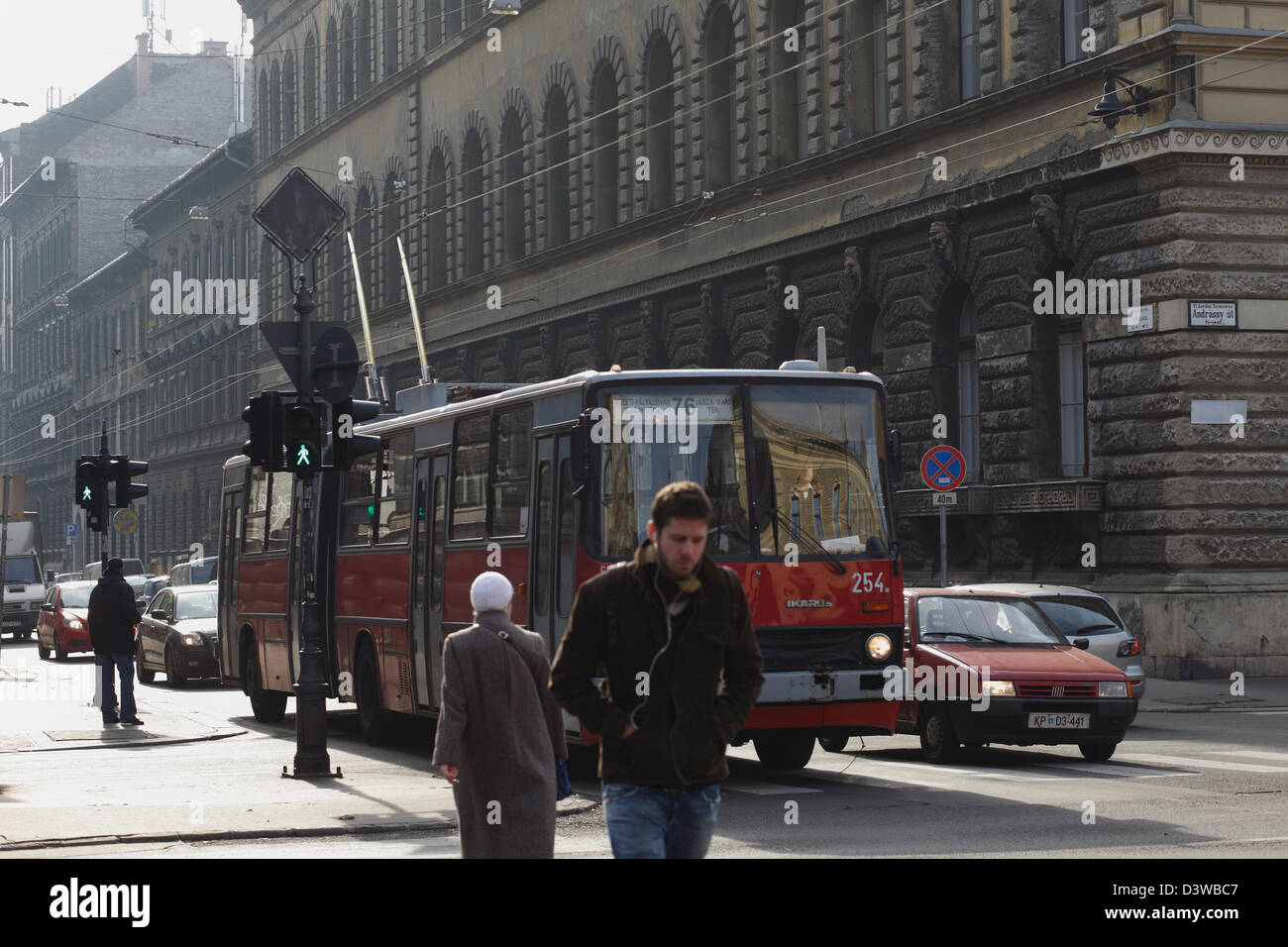 Budapest, Hungary, an electric bus on Andrassy ut Stock Photo - Alamy