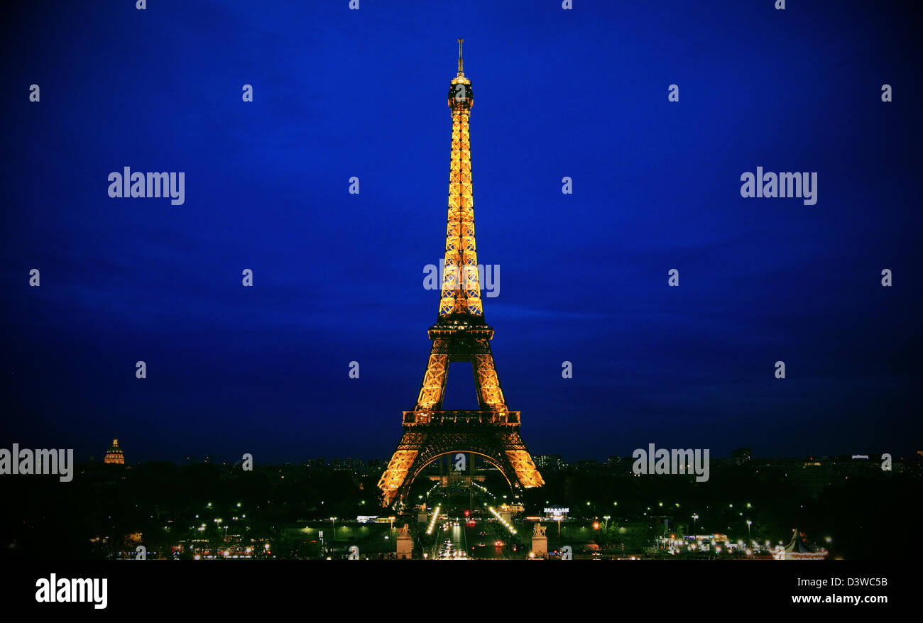 The Effiel Tower at night. Gorgeous Paris Cityscape. France Stock Photo ...